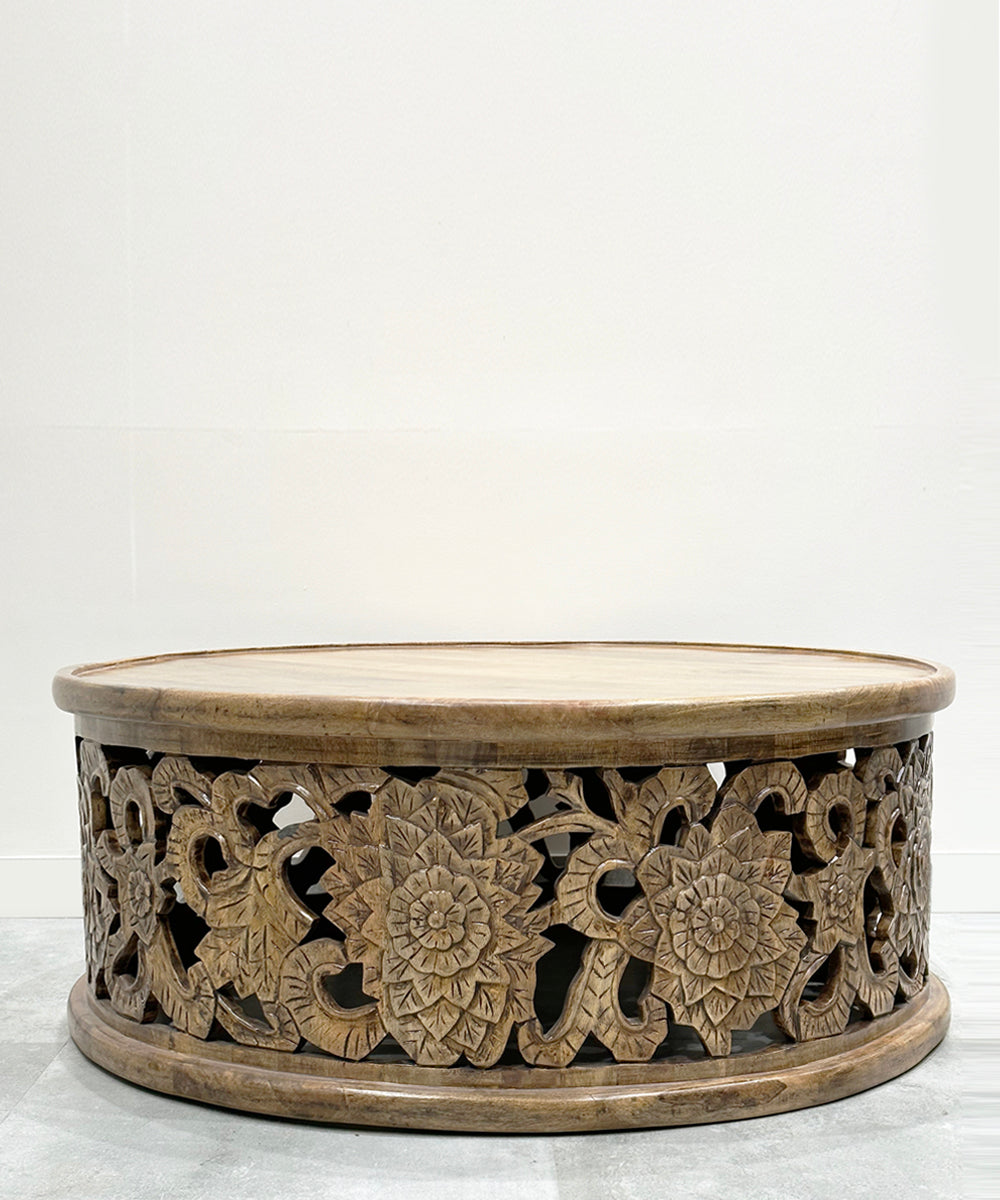 Floral Hand Carved Round Table | Zufolo Designs